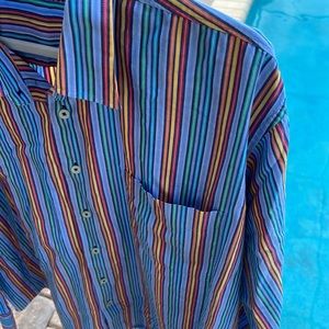 Alan Flusser | Shirts | Alan Flusser Shirt Hidden Button Down Collar Multicolor Striped Long ...